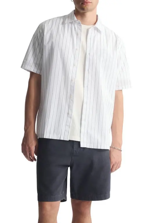 Brooklyn Industries Stripe Short Sleeve Cotton Button-up Shirt - Castlerock