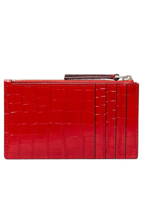 Tory Burch Kira Croc Texture Leather Zip Card Case