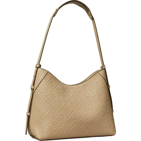 Tory Burch T Monogram Pebble Leather Messenger Bag