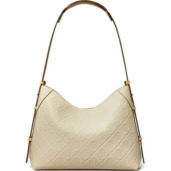 Tory Burch T Monogram Pebble Leather Messenger Bag