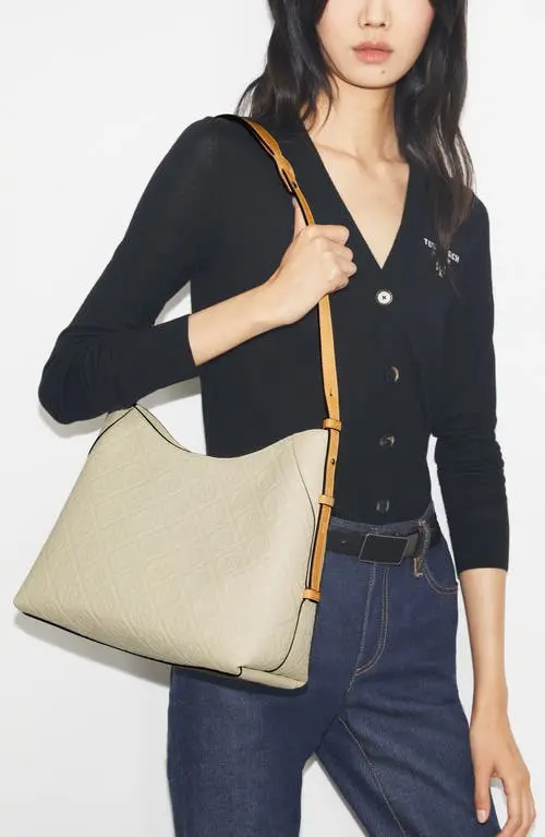 Tory Burch T Monogram Pebble Leather Messenger Bag