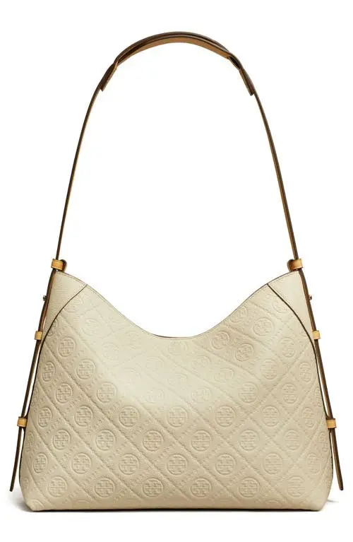 Tory Burch T Monogram Pebble Leather Messenger Bag