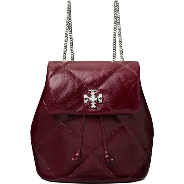 Tory Burch Kira Distressed Diamond Quilted Leather Backpack