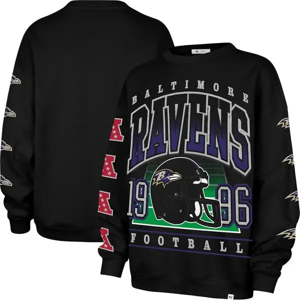 '47 Baltimore Ravens Oversized Pullover Sweatshirt - Black