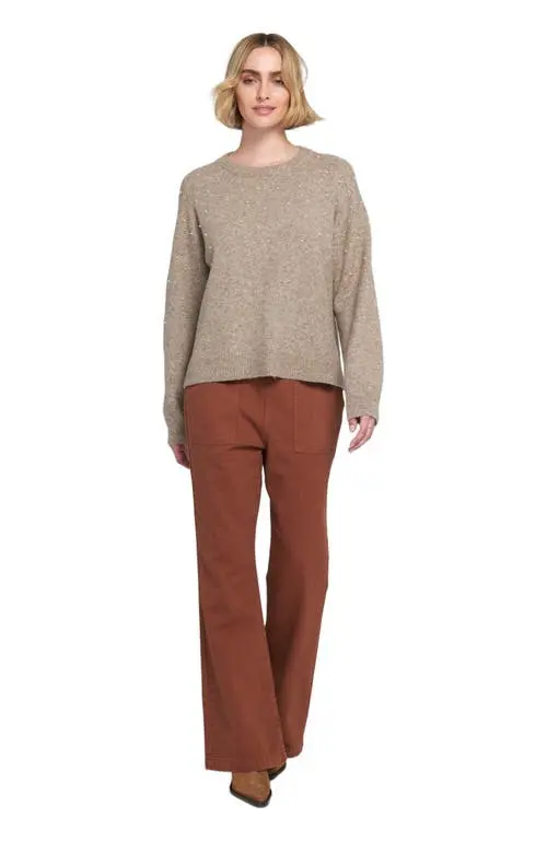 ELLE COLLECTION Pearl Trimmed Pullover Sweater - Latte