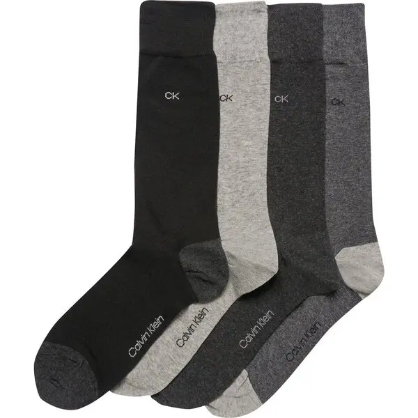 Calvin Klein Cotton-blend Crew Socks Pack Of 4 - Black Assorted