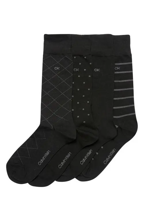 Calvin Klein Assorted Cotton Blend Crew Socks Pack Of 4 - Black