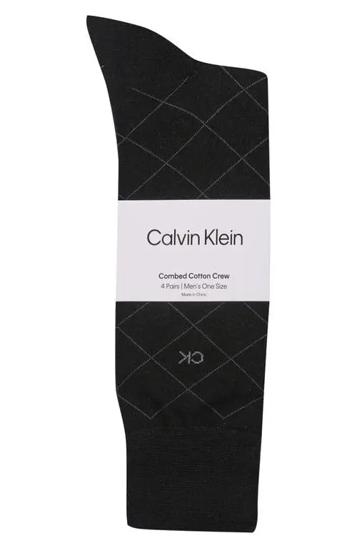 Calvin Klein Assorted Cotton Blend Crew Socks Pack Of 4 - Black