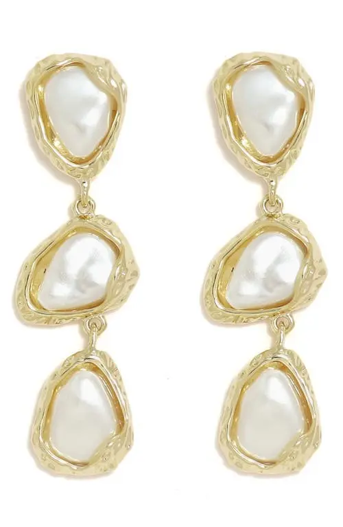 PETIT MOMENTS Heights Faux Pearl Drop Earrings - Gold