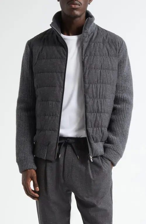 Herno Mixed Media Quilted Wool-blend Jacket