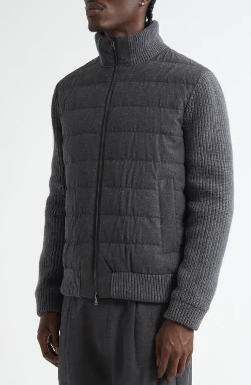Herno Mixed Media Quilted Wool-blend Jacket