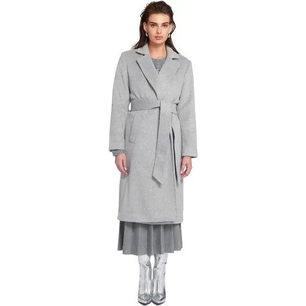 ELLE COLLECTION Belted Melton Wrap Coat