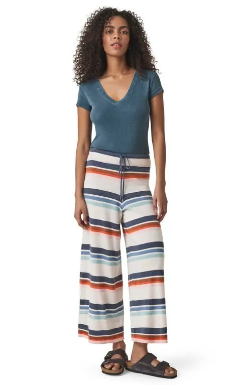 Splendid Striped Knit Wide Leg Pants - Moonstone Multi Stripe