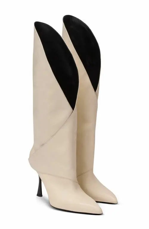 Balmain Twist Heeled Leather Boots - Beige