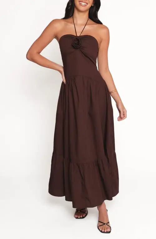 PETAL & PUP Rosette Tiered Halter Maxi Dress