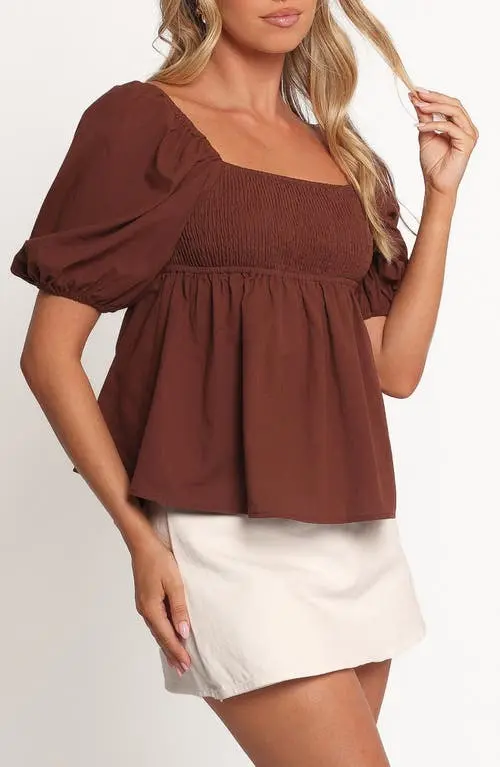 PETAL & PUP Jemima Puff Sleeve Smocked Babydoll Top