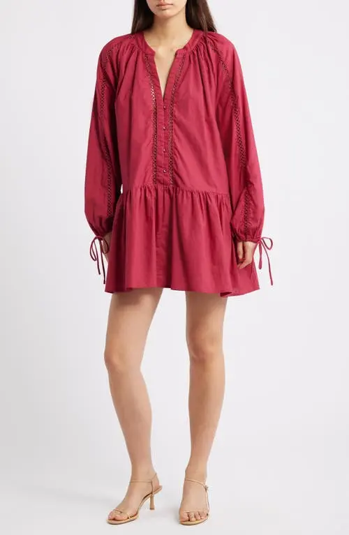 PETAL & PUP Hart Long Sleeve Mini Dress - Wine