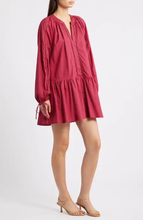 PETAL & PUP Hart Long Sleeve Mini Dress - Wine