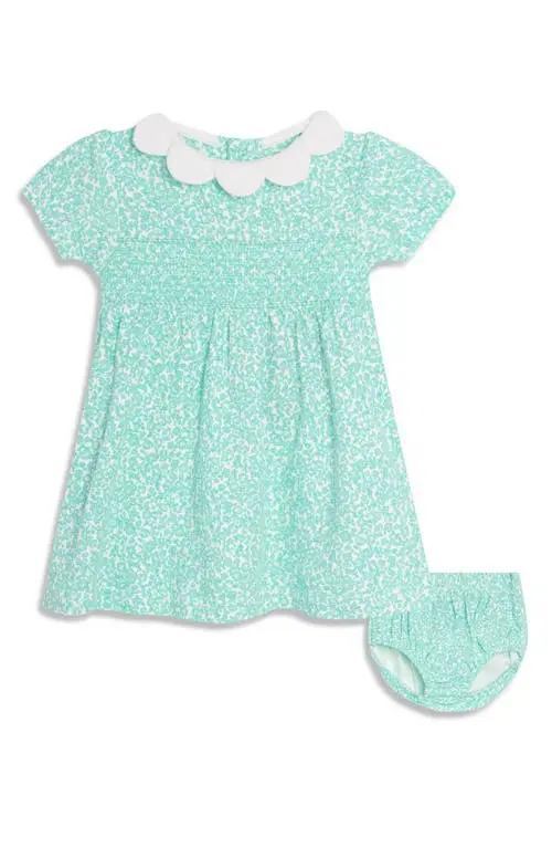 JOJO MAMAN BEBE Ditsy Floral Scallop Collar Dress & Bloomers Set - Duck Egg