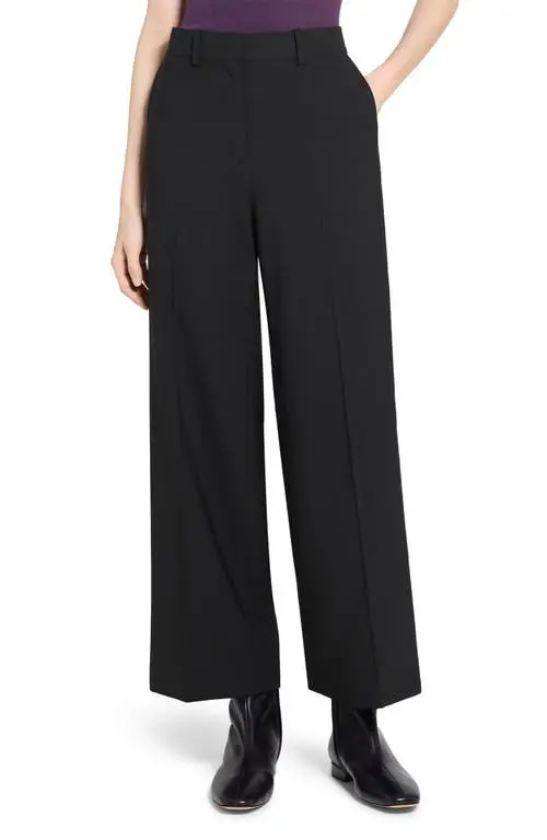 Theory Stretch Wool Wide-leg Pants - Black - 001