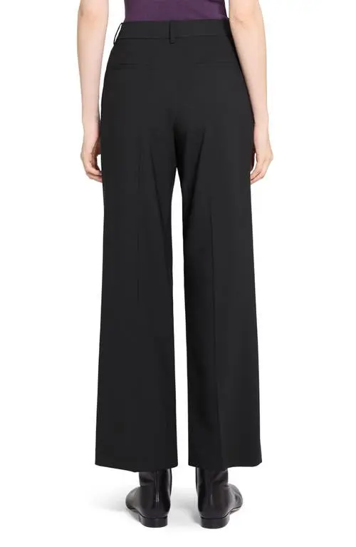 Theory Stretch Wool Wide-leg Pants - Black - 001
