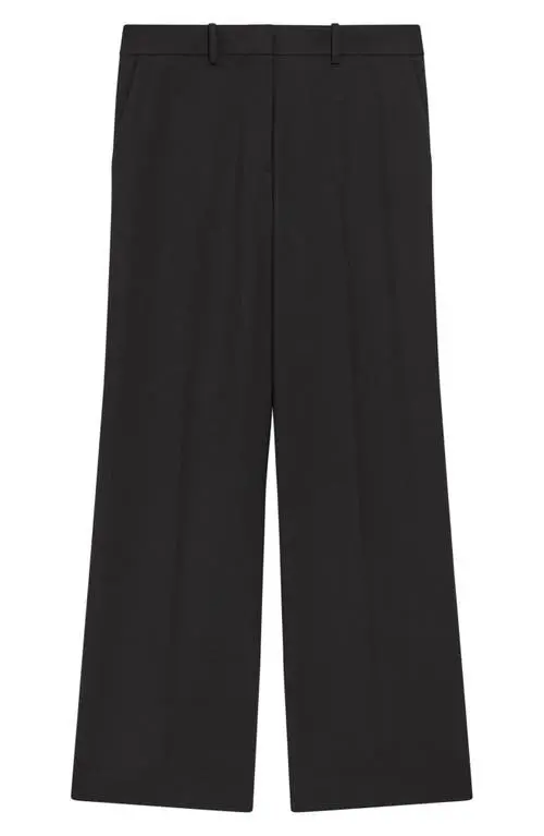 Theory Stretch Wool Wide-leg Pants - Black - 001