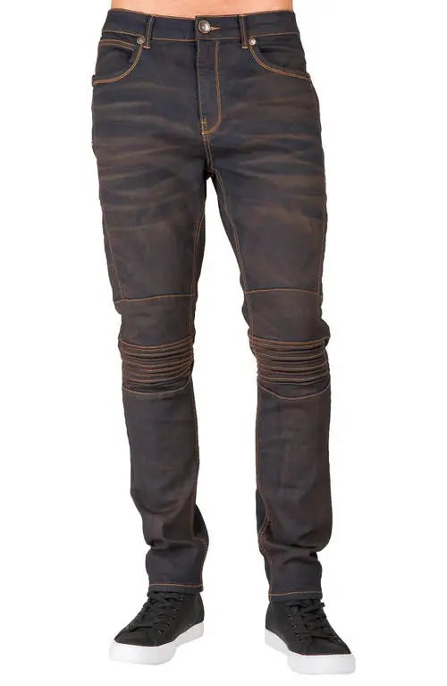 LEVEL 7 Slim Tapered Fit Moto Jeans