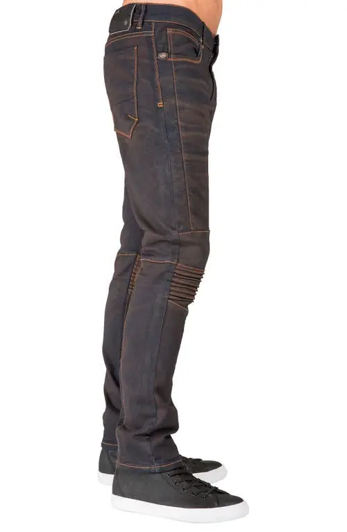 LEVEL 7 Slim Tapered Fit Moto Jeans