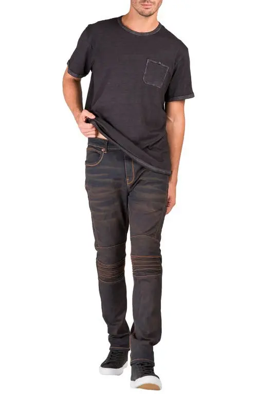 LEVEL 7 Slim Tapered Fit Moto Jeans