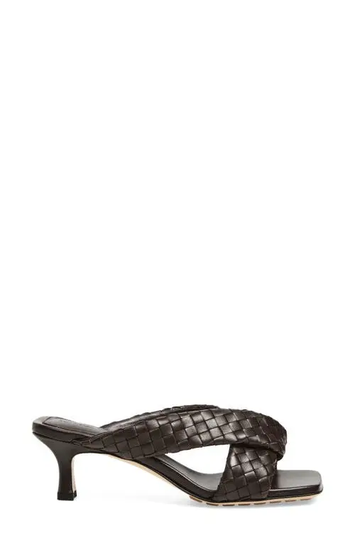 Bottega Veneta Riva Square Toe Kitten Heel Intrecciato Sandal