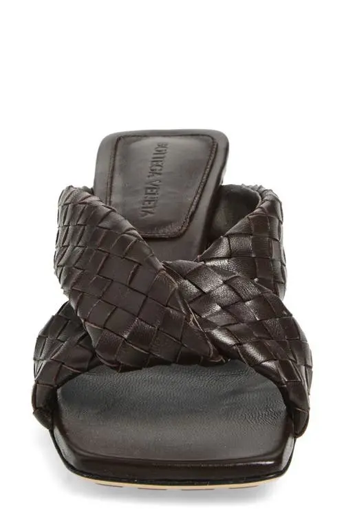 Bottega Veneta Riva Square Toe Kitten Heel Intrecciato Sandal