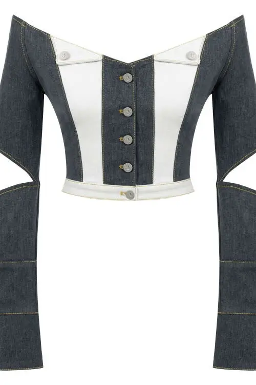 JENDUE Monte Off-shoulder Denim Top