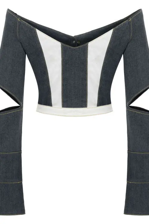 JENDUE Monte Off-shoulder Denim Top