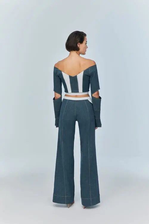 JENDUE Monte Off-shoulder Denim Top