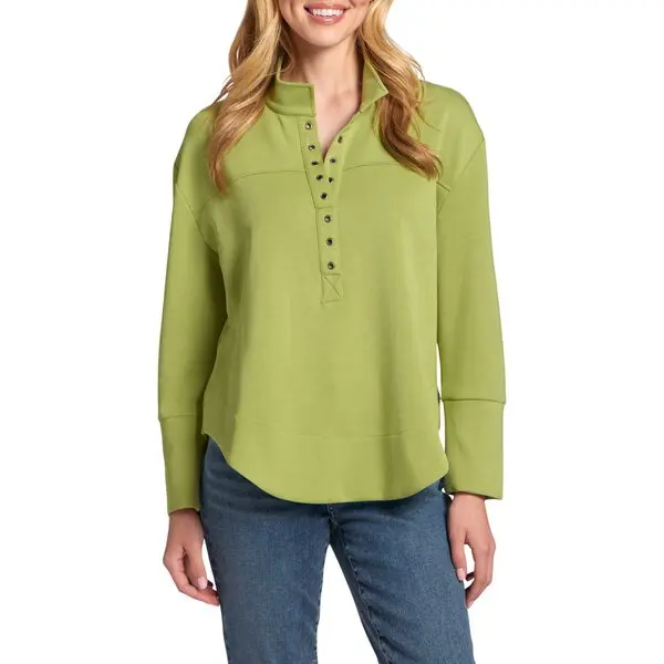 APNY Grommet Henley Long Sleeve Top