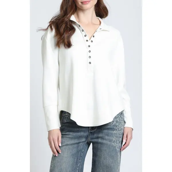 APNY Grommet Henley Long Sleeve Top