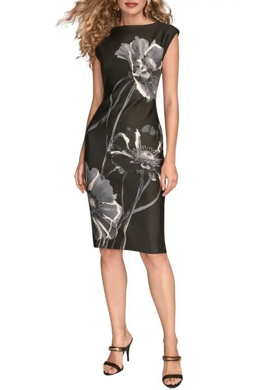 Donna Karan New York Floral Print Scuba Knit Sheath Dress
