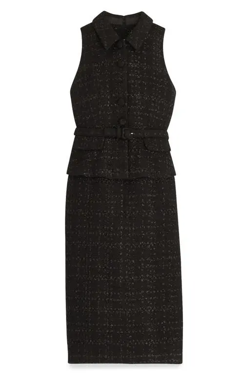 Donna Karan New York Tweed Top And Midi Skirt Set - Black