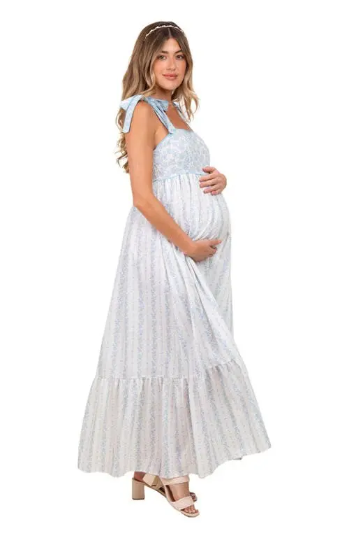 PINKBLUSH Floral Cotton Maternity Dress - Light Blue