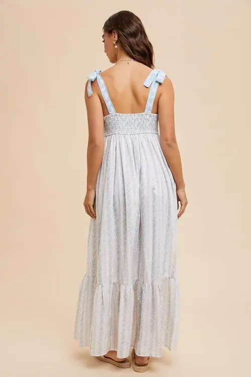 PINKBLUSH Floral Cotton Maternity Dress - Light Blue