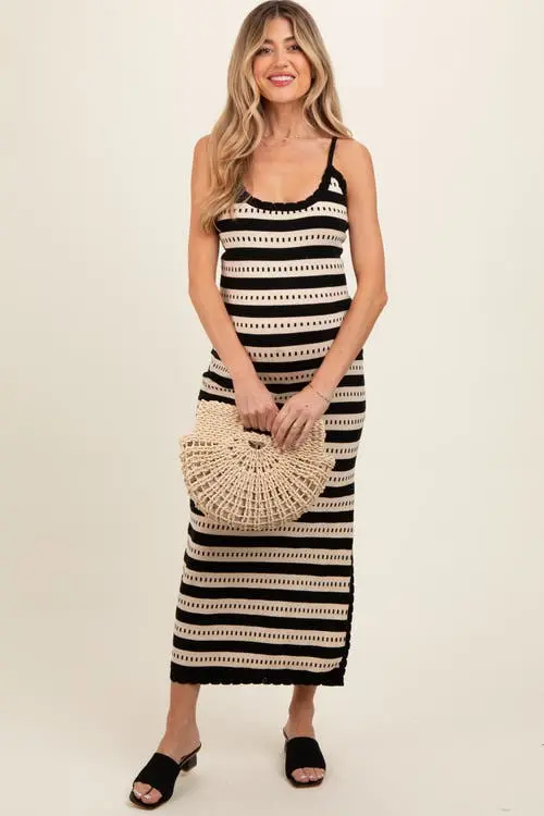 PINKBLUSH Patterned Sleeveless Maxi Dress - Beige