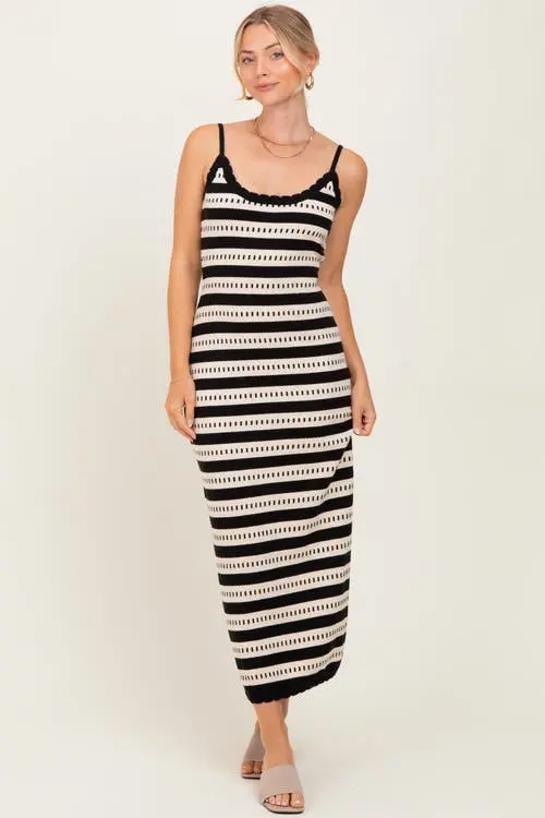 PINKBLUSH Patterned Sleeveless Maxi Dress - Beige