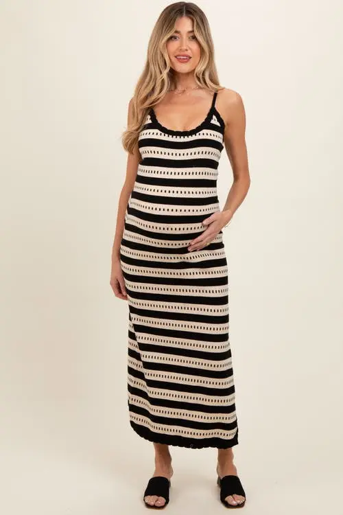 PINKBLUSH Patterned Sleeveless Maxi Dress - Beige
