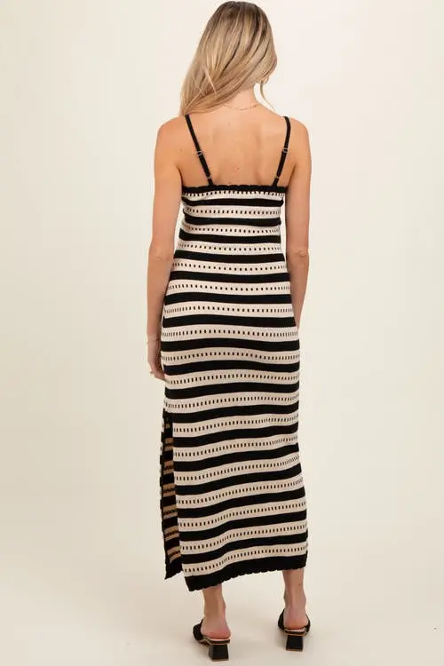 PINKBLUSH Patterned Sleeveless Maxi Dress - Beige
