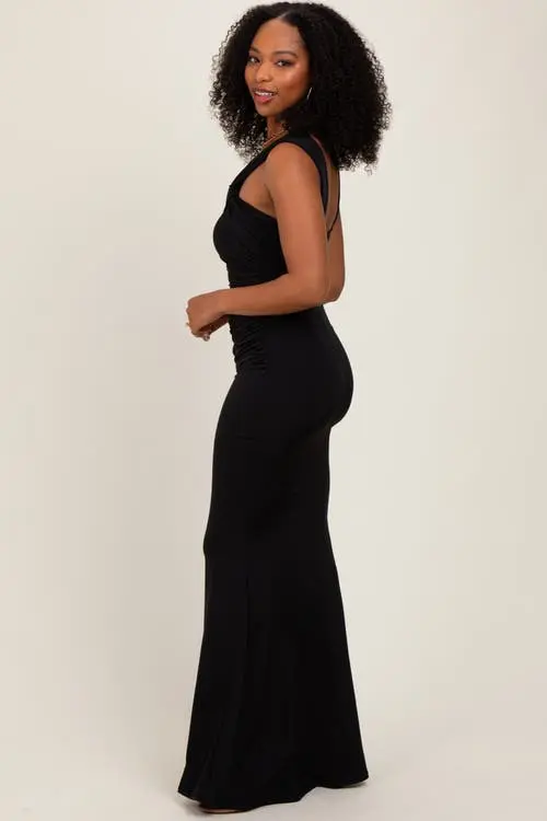 PINKBLUSH Twist Front Ruched Maxi Dress