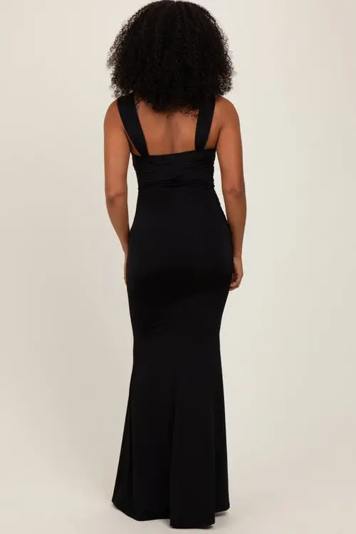 PINKBLUSH Twist Front Ruched Maxi Dress