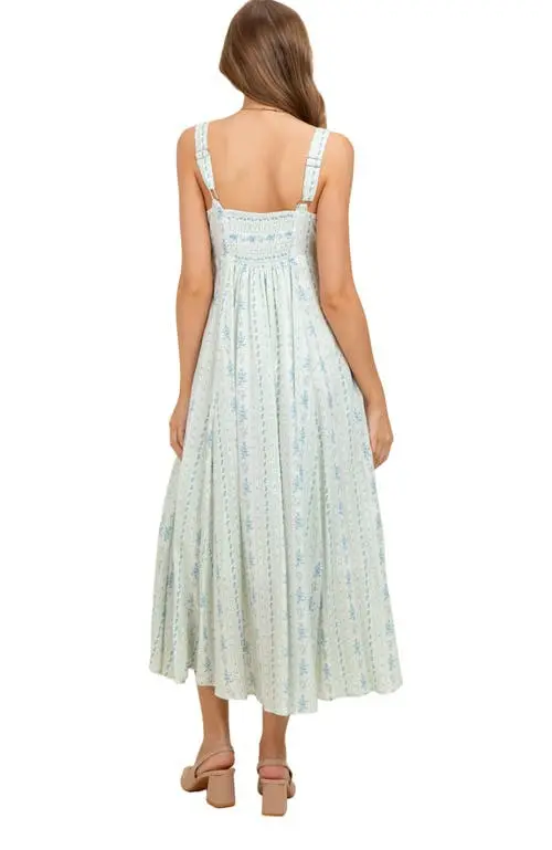 PINKBLUSH Cotton Floral Square Neck Sleeveless Maxi Dress
