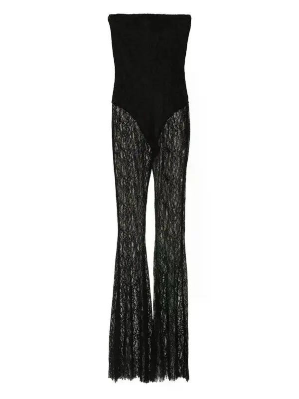 VESTIAIRE D'UN OISEAU LIBRE Lace Flared Jumpsuit - Black