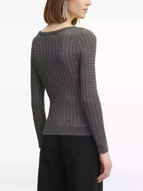 Guess Cable-knit Sweater With Metallic Threading