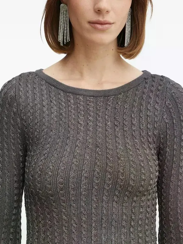 Guess Cable-knit Sweater With Metallic Threading